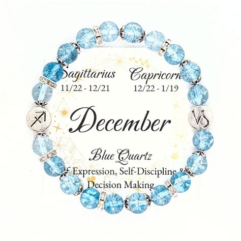 December Birthstone Bracelet Blue Quartz Crystal With Sagittarius