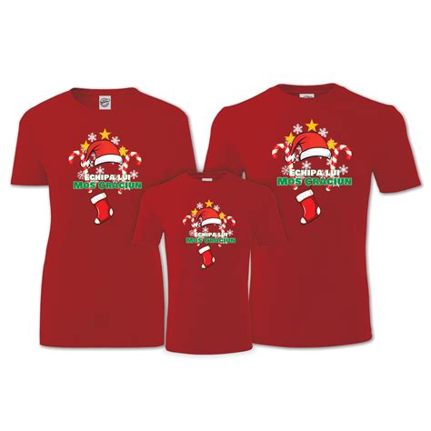 Set Tricouri Personalizate Familie Mama Tata Copil Echipa Lui Mos