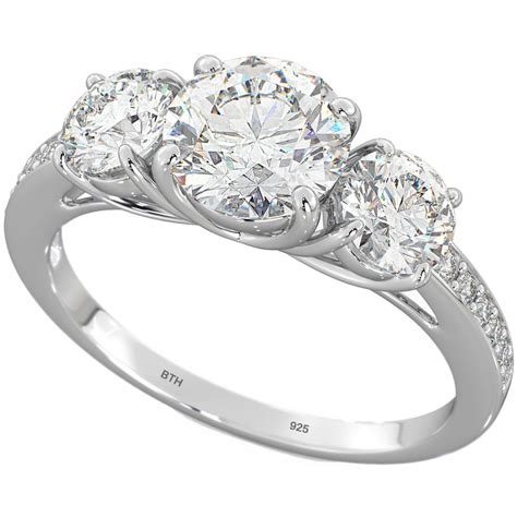 Sterling Silver Rings Sterling Silver 5 Stone Cz Ring 2 Carat Round