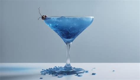 Premium Photo A Blue Cocktail With A Bug On The Glass