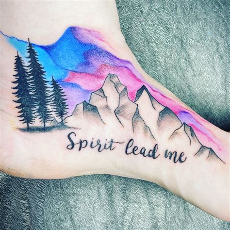 Mountain Water Color Tattoo Montana Tattoo For Women Mountain Foot