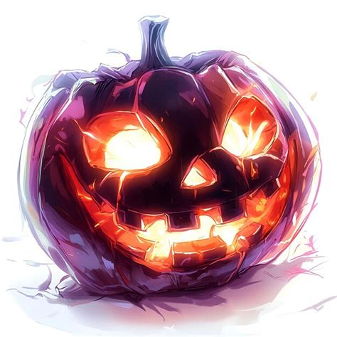 Glowing Jackolantern With Fiery Eyes And Grin Premium Ai Generated Image