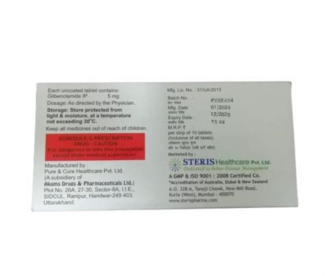 Glibenclamide 5 Mg Tablets Box Of 300 At ₹ 1222strip In Jaipur Id