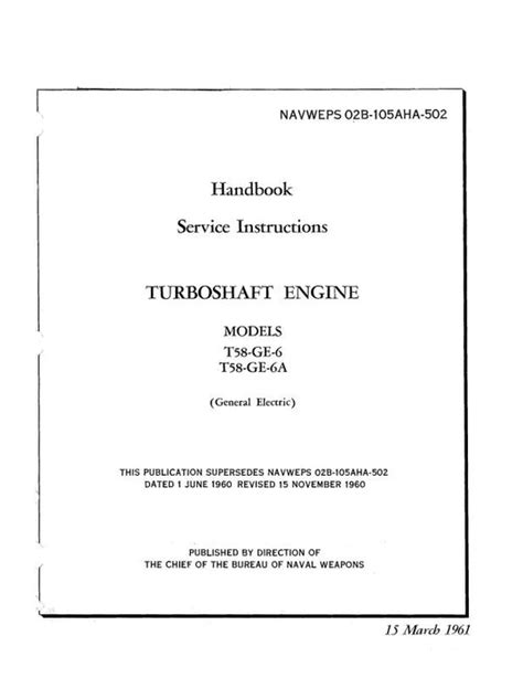 General Electric Company T58 Ge 66a Turboshaft Engines Maintenance Ma