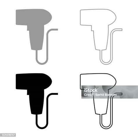 핸드 스캐너 바코드 개최 아이콘 윤곽 설정 블랙 그레이 컬러 벡터 일러스트 플랫 스타일 이미지 Led 조명에 대한 스톡 벡터 아트 및 기타 이미지 Istock