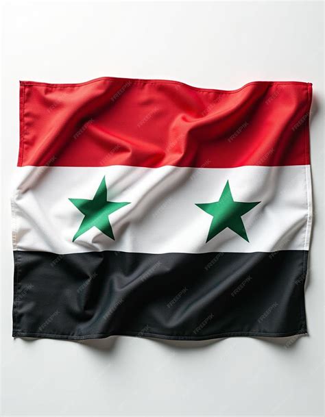 Syria National Flag Red White Black With Two Green Stars Premium Ai