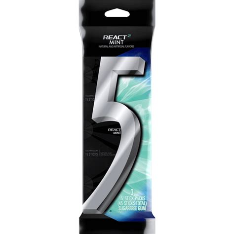 5 Gum React Mint Sugarfree Gum Multipack 3 Packs Total Chewing Gum