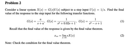 solved problem 2 1 s find the final consider a linear