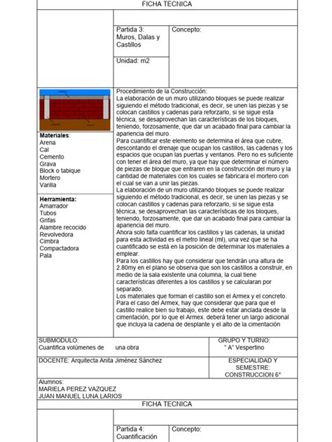 Fichas Técnicas Y Cuantificacion Pdf Ingeniería De Edificación