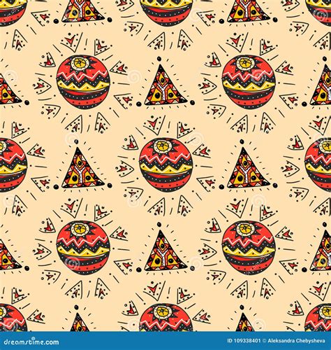 Abstract Hand Drawn Doodle Geometric Elementsseamless Pattern For