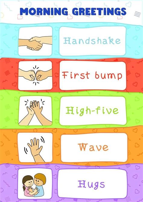 Classroom Morning Greetings Hug Hand Shake First Bump Wave High Five English Lessons For Classroom Morning Greetings Hug Hand Shake First Bump Wave High Five English Lessons For