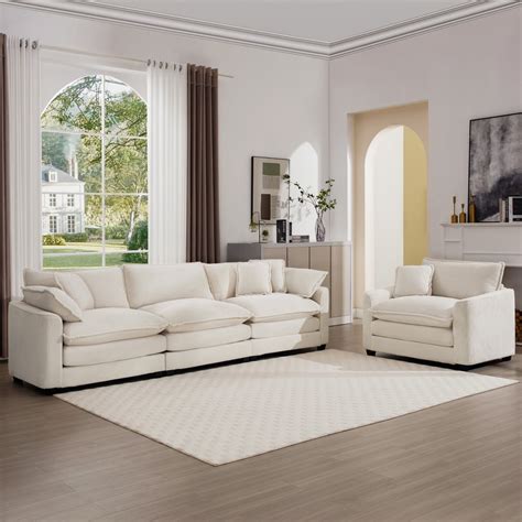 Miekor Furniture Mid Century Modern Set Of 2 Sofas With One 3 Seater
