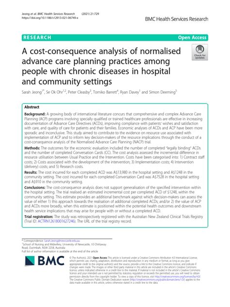 A Cost Consequence Analysis Of Pdf Health Care End Of Life Care