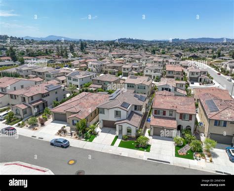 Aerial View Of Middle Class Community Big Houses Escondido South
