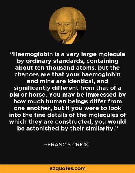 Francis Crick Quote Haemoglobin Is A Very Large Molecule By Ordinary
