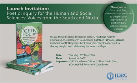 The Hsrc Press Is Delighted To Invite You To The Hybrid Launch Of Poetic… Hsrc Human Sciences