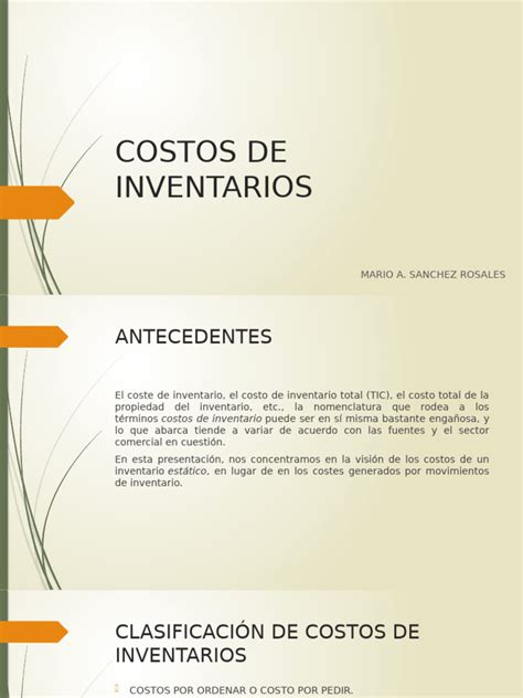 Costos De Inventarios Clasificación Y Ejemplos Pdf Business