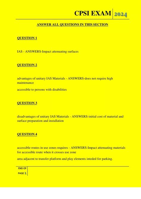 Cpsi Exam Questions And Answers 2025 Cpsi Certified Playground Safety Inspector Stuvia Us