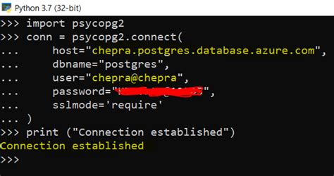 Python 3x Cant Connect To Azure Postgres With Psycopg The Server
