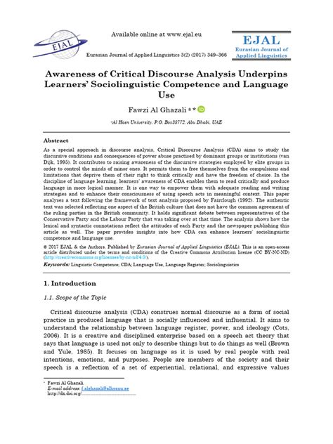 Awareness of Critical Discourse Analysis | PDF | Discourse | Linguistics