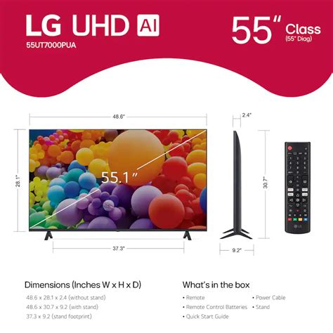 Lg 55” Class Ut70 Series Led 4k Uhd Smart Webos Tv 2024 55ut7000pua