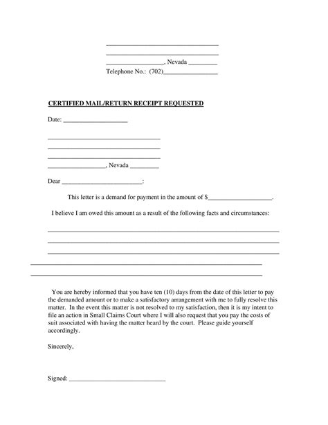 Free Printable Demand Letter Templates Word Pdf Money Owed