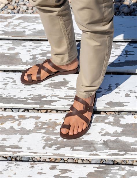 Greek Roman Men Leather Sandals Handmade Greek Style Quality Mens