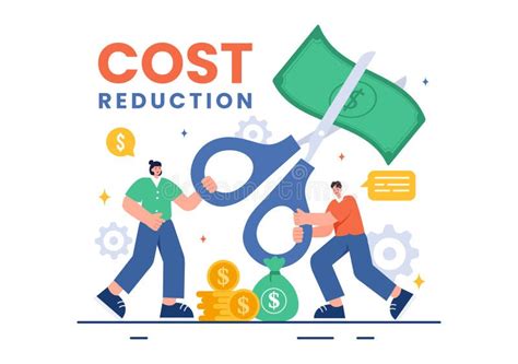 Cost Reduction Vector Illustration Depicting Decrease Price
