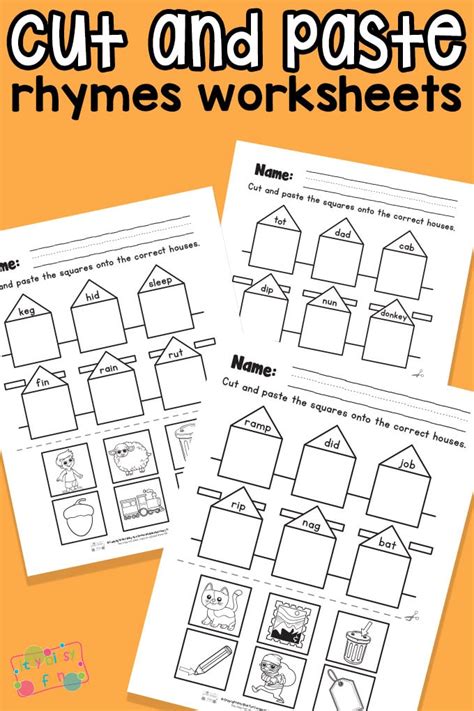 Free Rhyming Worksheets For Kindergarten Cut And Paste