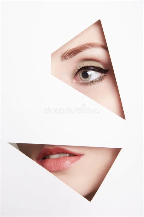 Eye Of Spy Web Cam Behind A Paper Hole Stock Image Image Of Information Fraud 1409035