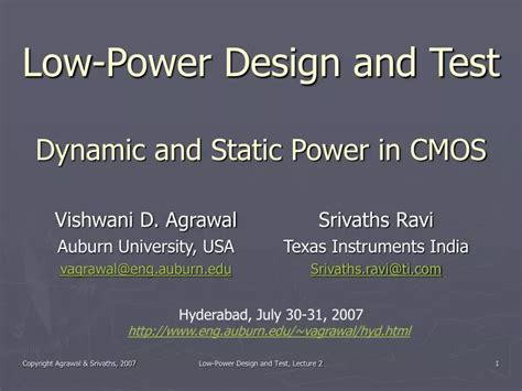 PPT Low Power Design And Test Dynamic And Static Power In CMOS PowerPoint Presentation ID