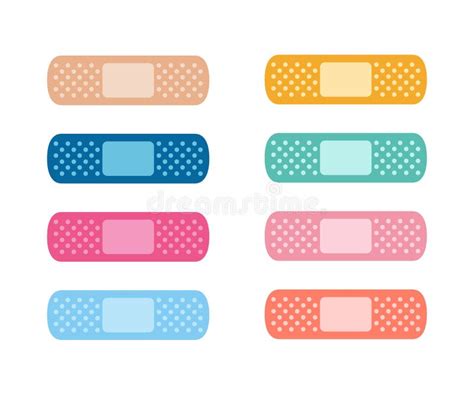 First Aid Band Plaster Strip Medical Patch Icon Set First Aid Bandages Icon Set In Different