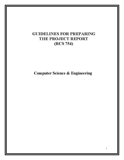 Project Guidlines Cse Guidelines For Preparing The Project Report Rcs 754 Computer Science