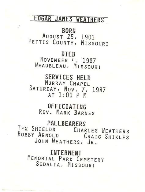 Edgar James Weathers 1901 1987 Find A Grave Memorial