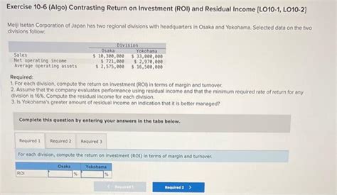 solved exercise 10 6 algo contrasting return on investment