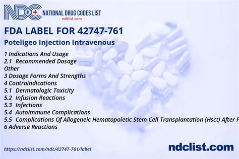 Fda Label For Poteligeo Injection Intravenous Indications Usage And Precautions