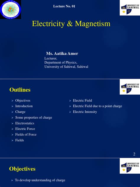 Emt Lecture 1 Pdf Electric Charge Field Physics