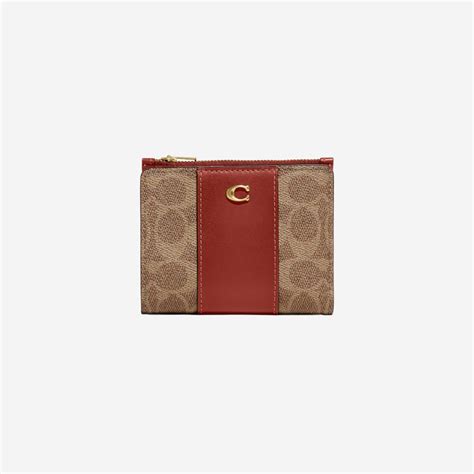 코치 스냅 버튼 프린트 캔버스 월렛 탄 러스트 Coach Kream