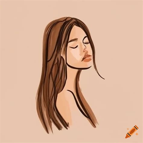 Drawing Of A Girl With Brown Hair