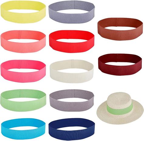 12pcs Stretchable Hat Band Ribbons 16 Inch Wide Panama Hat Band