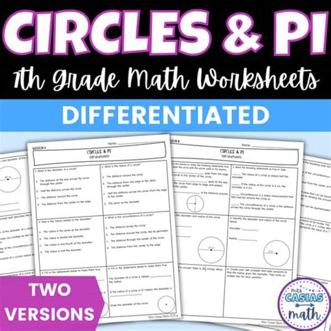 Radius And Diameter Of Circles And Pi Worksheets Differentiated 7th