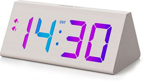 Wooden Digital Alarm Clock With Dual Usb Charging Ports