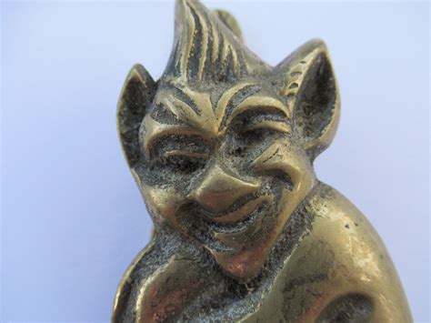 Vintage Brass Lucky Pixie Elf Imp Folklore Door Knocker Etsy