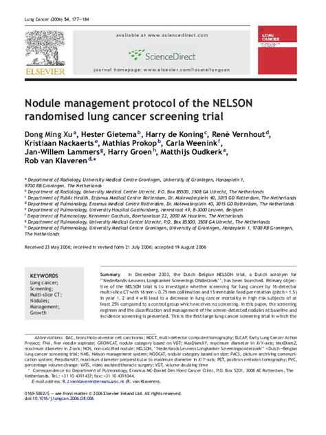 Pdf Nodule Management Protocol Of The Nelson Randomised Lung Cancer