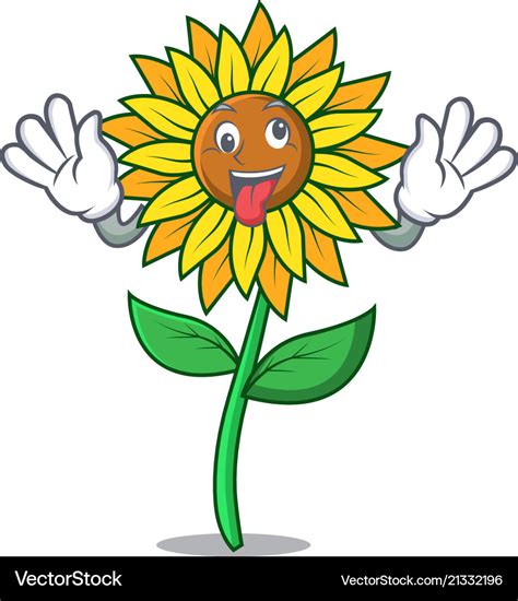 Crazy Sunflower Mascot Cartoon Style Royalty Free Vector
