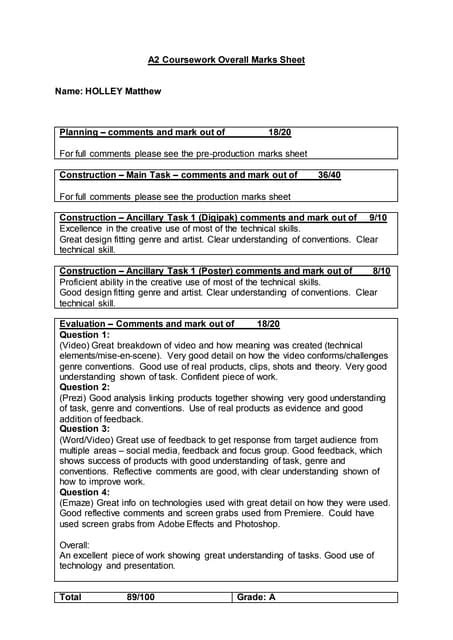 My Evaluation And Overall Feedback Sheet Pdf