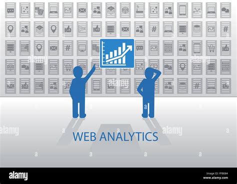 Web Analytics Vector Illustration With Two Data Analysts Stock Vector