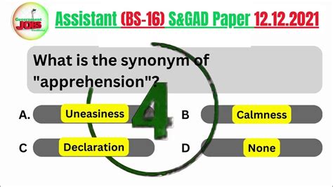 What Is The Synonym Of Apprehension Assistant Assistantjobs