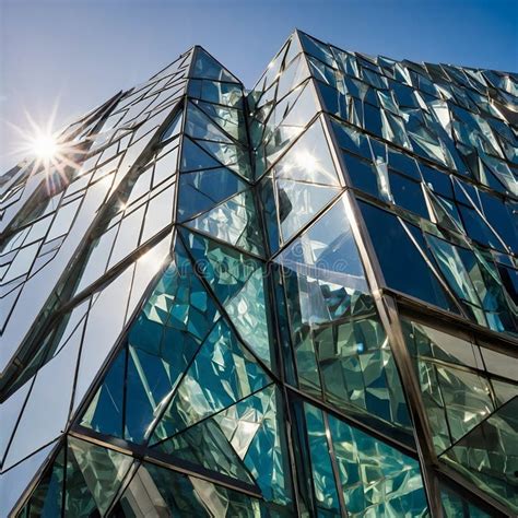 Modern Abstract Architecture Faceted Glass Facade Reflecting The Environment Stock Image