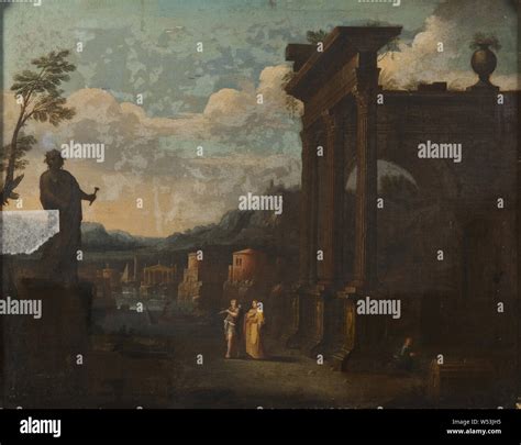 Attributed To Agostino Tassi Landscape With Harbor And Antique
